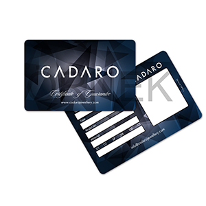 CERTIFICATE and GUARANTEE CARDS